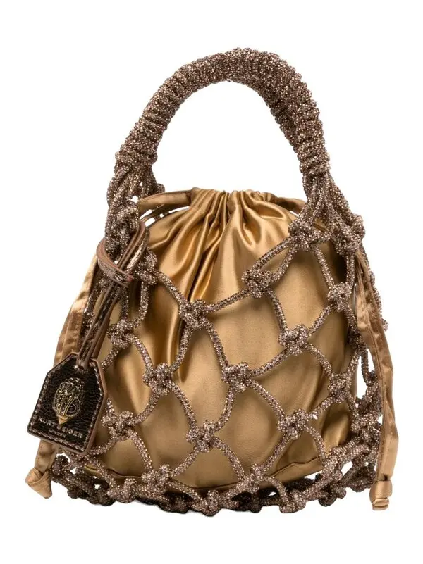 Kurt Geiger Crystal-embellished Macramé Tote - Gold