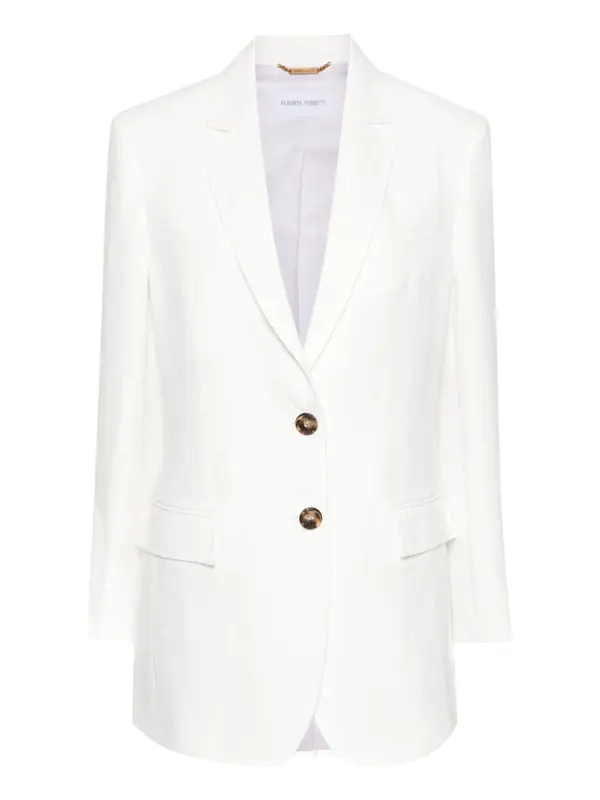 Alberta Ferretti Single-breasted Linen Blazer - White