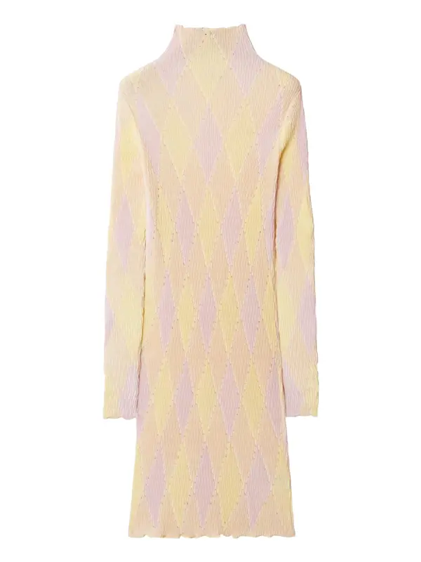 Burberry Argyle Ribbed-knit Dress - Pink