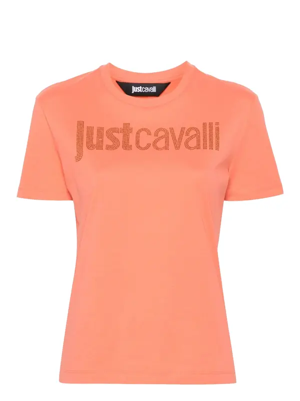 Just Cavalli Rhinestone-embellished Logo T-shirt - Orange