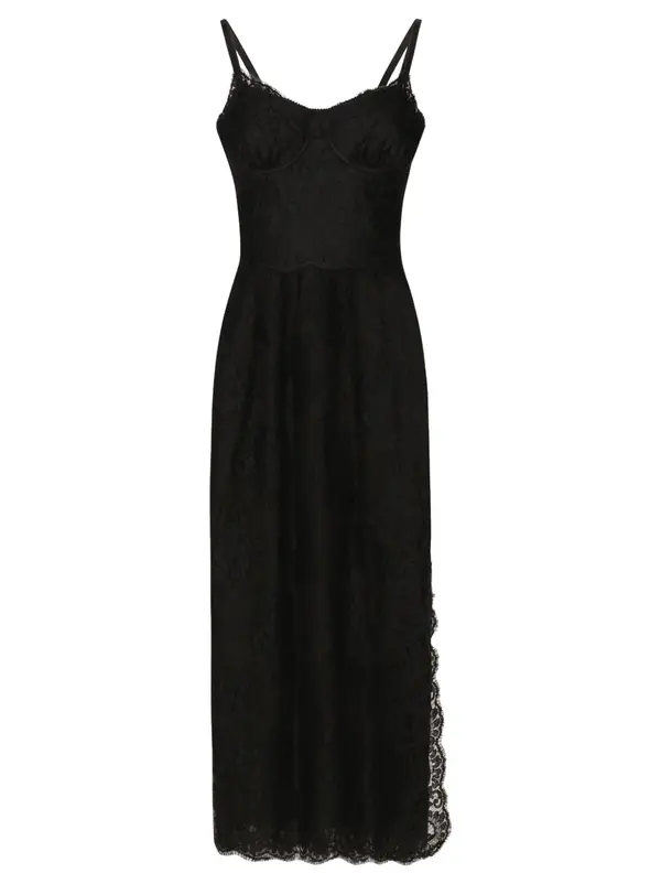 Dolce & Gabbana Chantilly Lace Slip Dress - Black