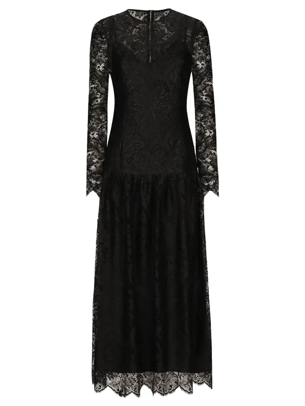 Dolce & Gabbana Chantilly Lace Midi Dress - Black