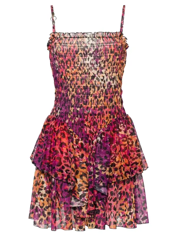 Just Cavalli Layered Leopard-print Mini Dress - Purple