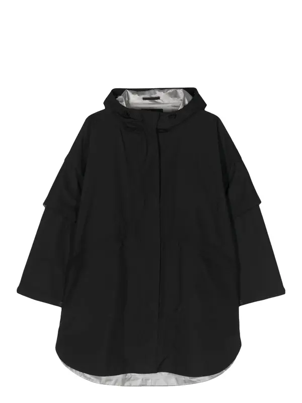 Herno Hooded Cape Coat - Black