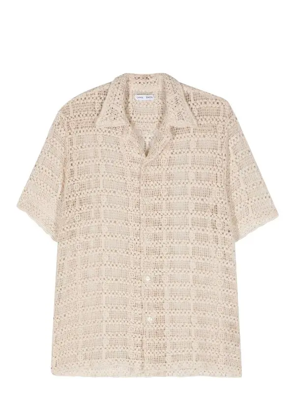 CMMN SWDN Crochet-knit Cotton Shirt - Neutrals