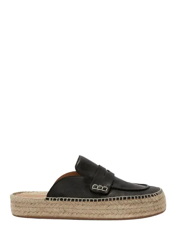 JW Anderson Espadrille Leather Mules - Black