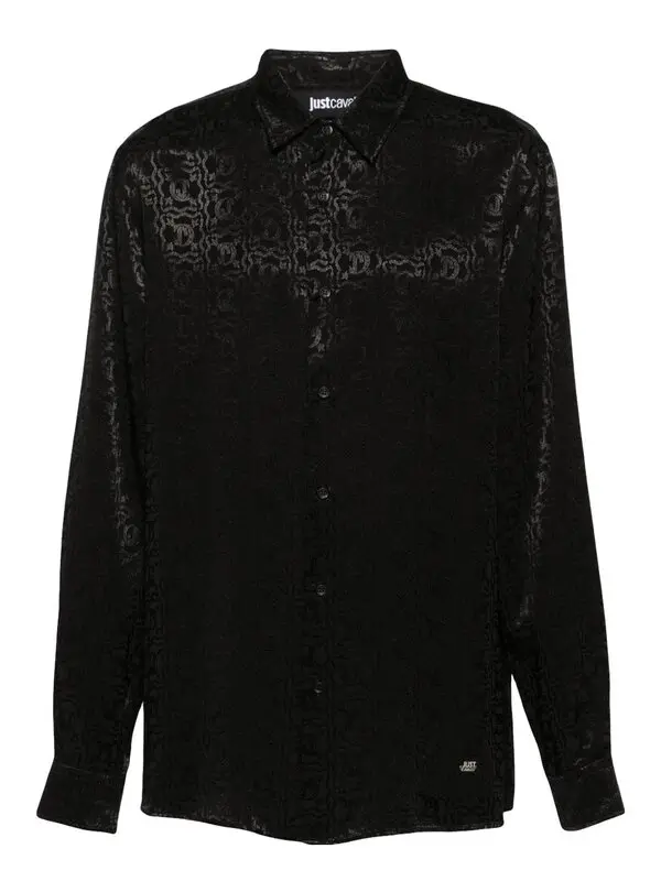Just Cavalli Logo-jacquard Shirt - Black