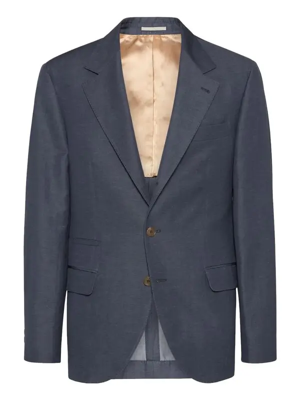 Brunello Cucinelli Single-breasted Wool-linen Blazer - Grey
