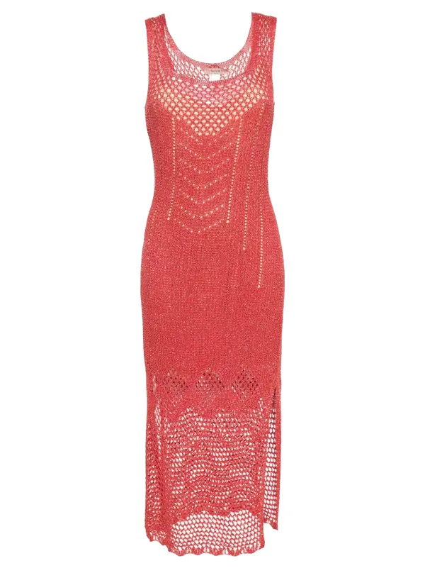 TWINSET Metallic Open-knit Maxi Dress - Red