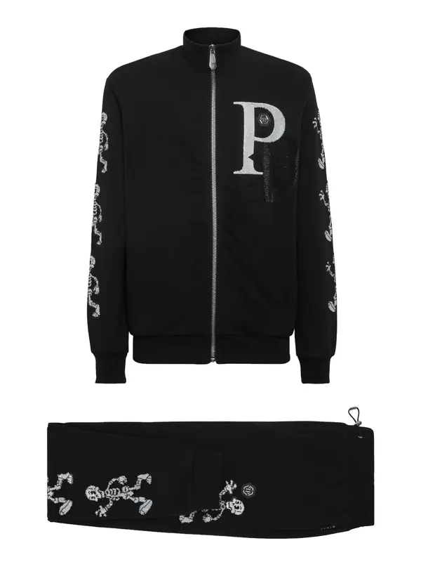 Philipp Plein Skeleton-print Jersey Tracksuit - Black