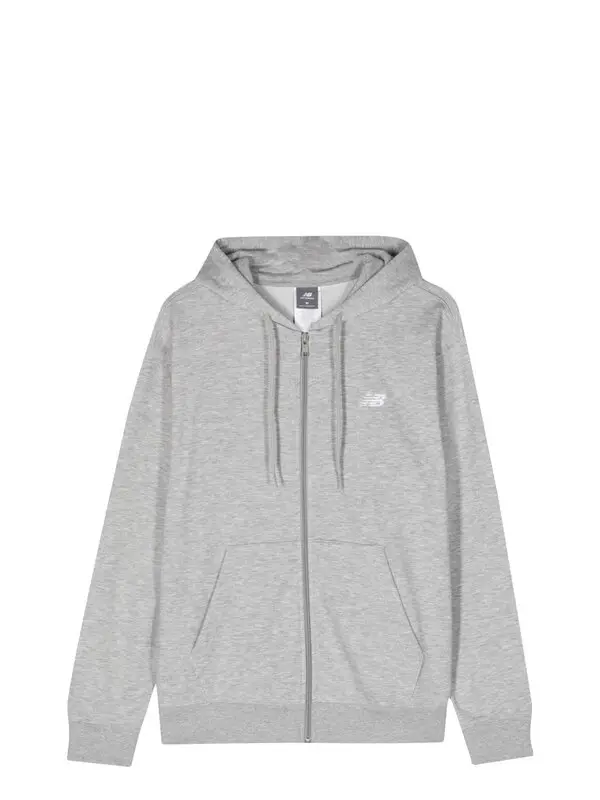 NEW BALANCE Logo-embroidered Zip-up Hoodie - Grey