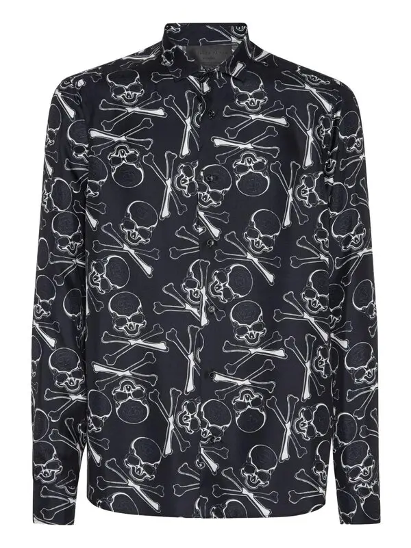 Philipp Plein Skull&bones Silk Shirt - Black