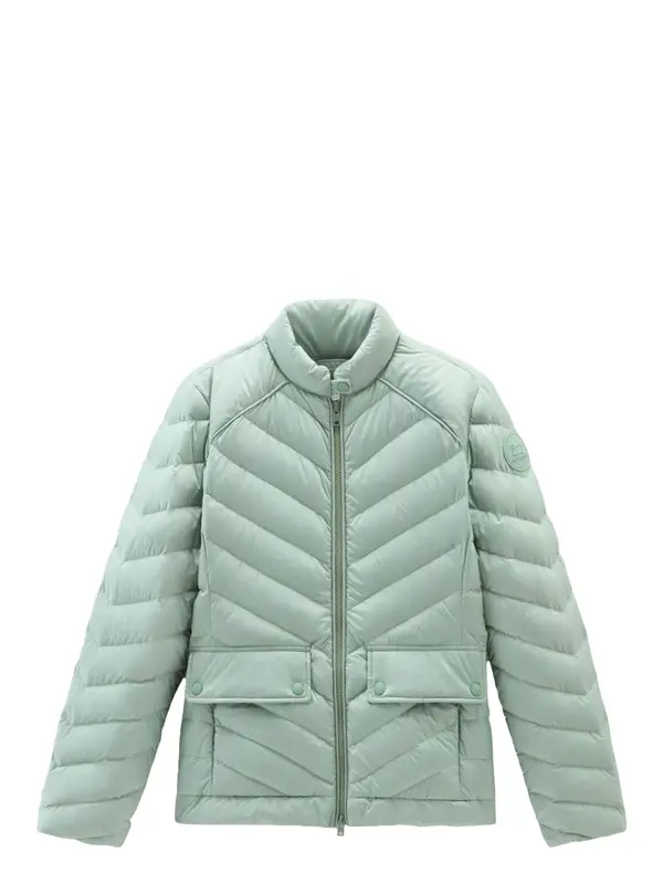 Woolrich Logo-appliqué Chevron-quilted Puffer Jacket - Green