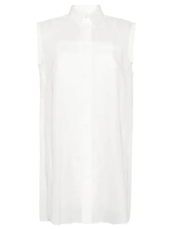 Sacai Pleat-detail Shirt Dress - White