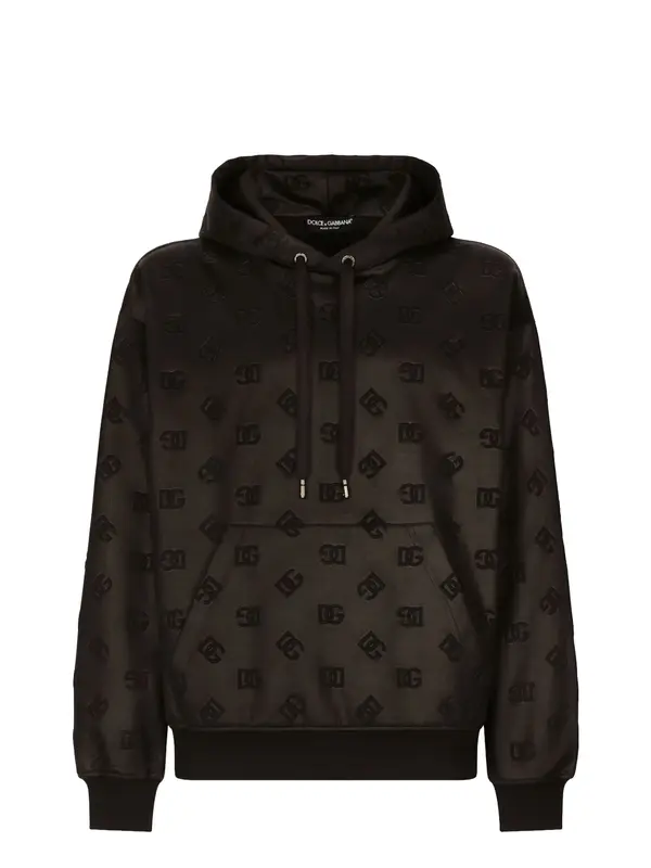 Dolce & Gabbana Embossed Logo Jersey Hoodie - Black