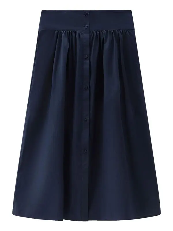 Woolrich A-line Cotton Poplin Midi Skirt - Blue