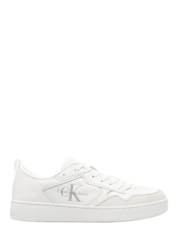 Calvin Klein Debossed-logo Leather Trainers - White