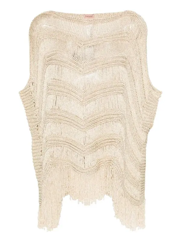 TWINSET Crochet Lamé Cape - Gold