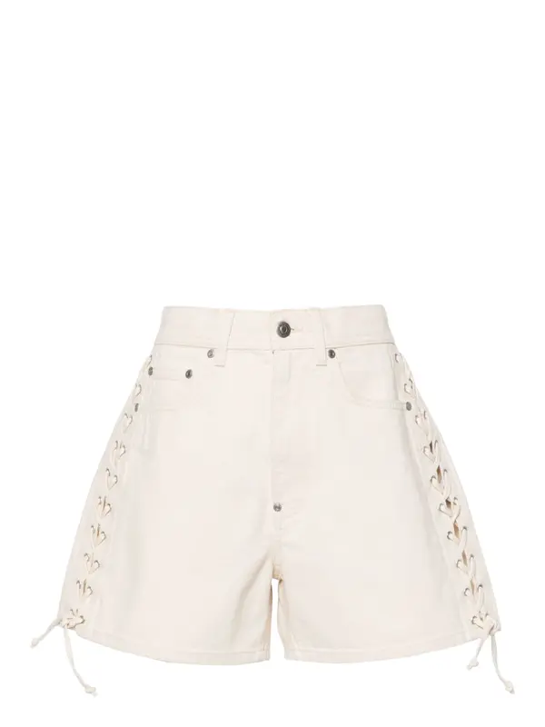 Stella McCartney Lace-up Cotton Shorts - Neutrals