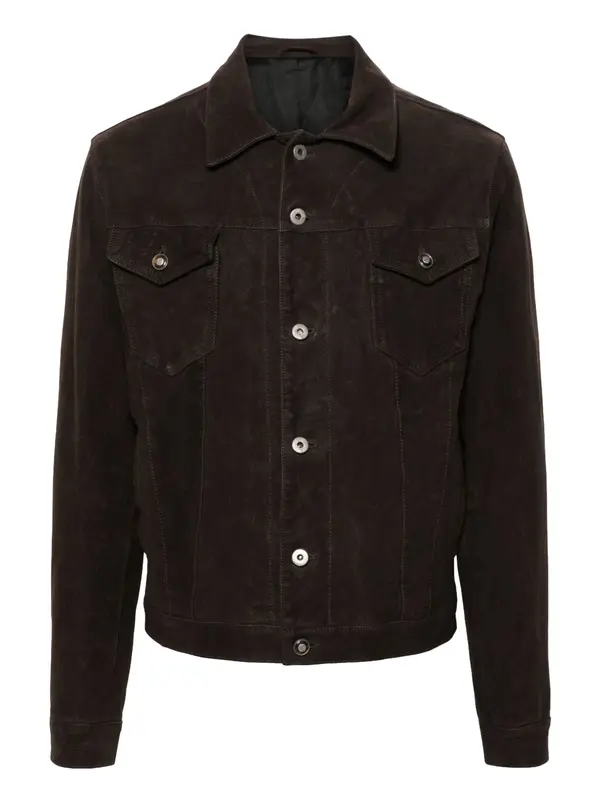 ERALDO Sculpted-buttons Leather Jacket - Brown