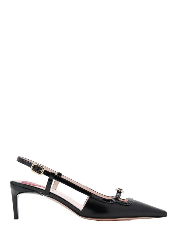 ROGER VIVIER Mini Buckle Leather Slingback Pumps - Black