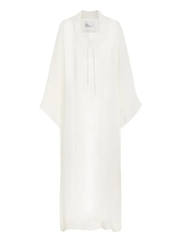 Lisa Marie Fernandez Linen-blend Gauze Tunic Caftan - White