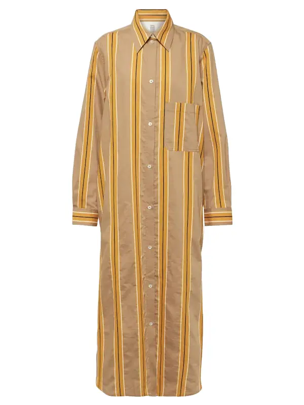 TOTÊME Jacquard Striped Shirt Dress - Brown
