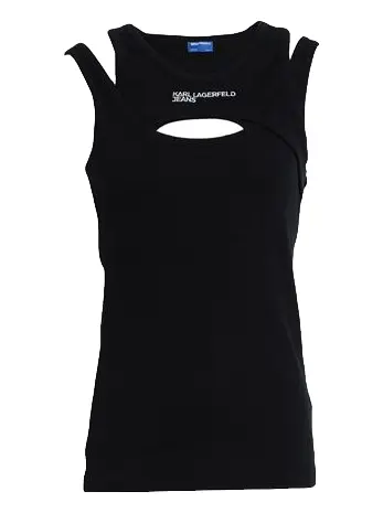Karl Lagerfeld Layered Ribbed Tank Top - Black