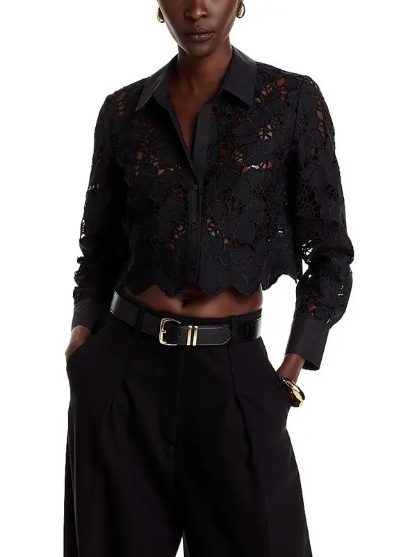 L'Agence Seychelle Lace Shirt - Black