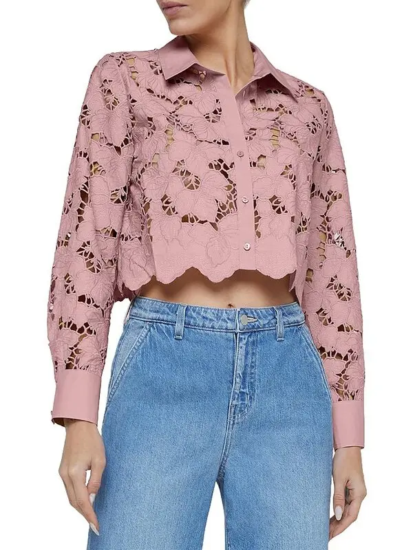 L'Agence Seychelle Lace Shirt - Pale Magenta