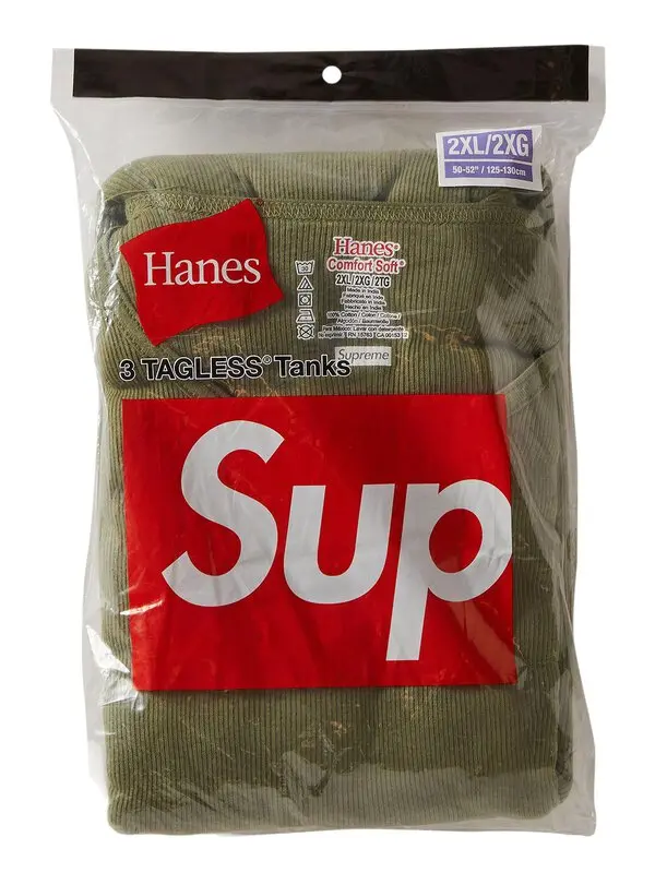 Supreme X Hanes Tagless Tank Tops 'olive - Green