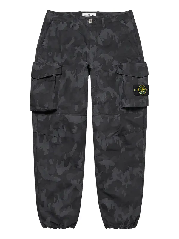 Supreme X Stone Island Reactive Ice Camo Ripstop Cargo Pant - Black