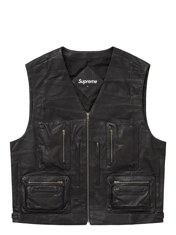 Supreme Patchwork Leather Cargo Vest - Black
