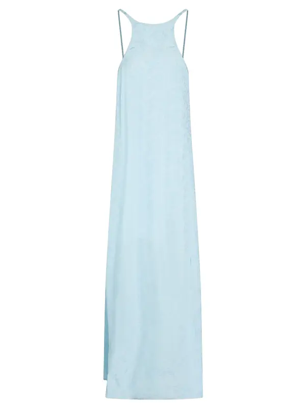 GANNI Jacquard Maxi Slip Dress - Sky Blue