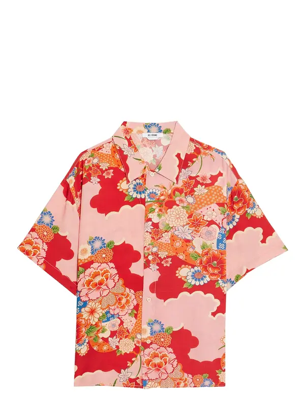 RE/DONE Aloha Floral-print Shirt - Coral