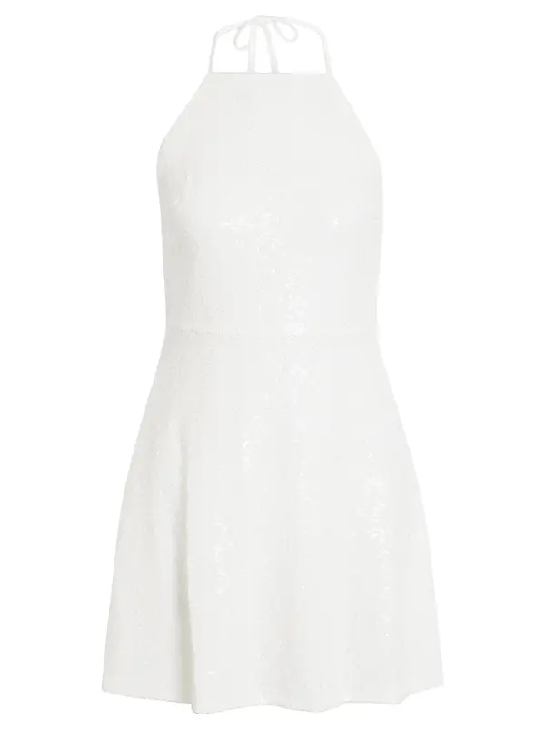 HVN Reece Sequined Mini Dress - White