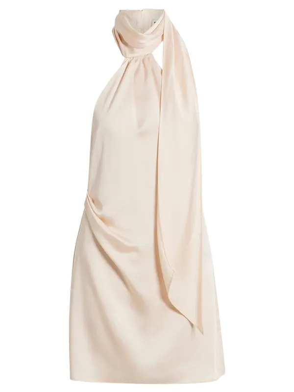 Simkhai Jade Draped Satin-crepe Halterneck Mini Dress - Blush