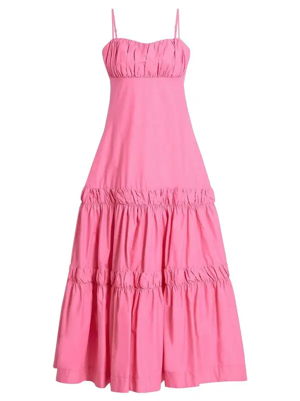 NICHOLAS Gathered Cotton-poplin Maxi Dress - Pink