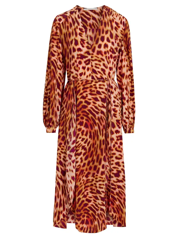 Stella McCartney Leopard-print Silk-chiffon Midi Dress - Peach