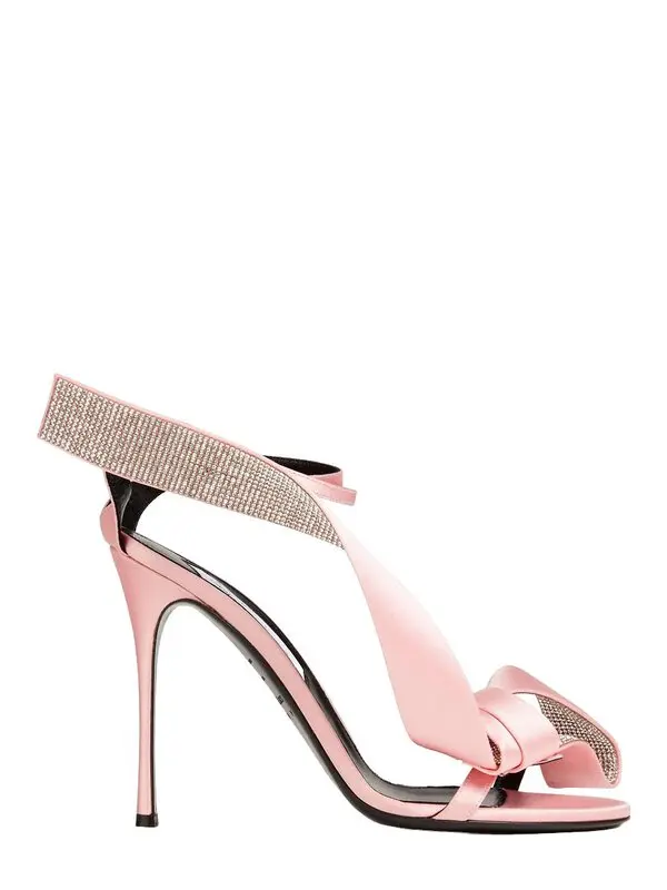 SERGIO ROSSI Marquise Embellished Satin Sandals - Baby Pink