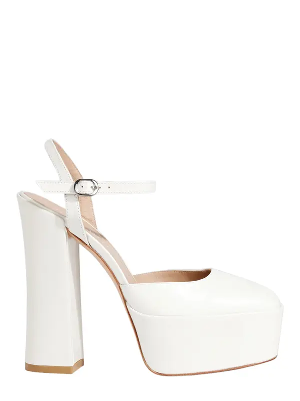 STUART WEITZMAN Skyhi 145 Leather Platform Pumps - White