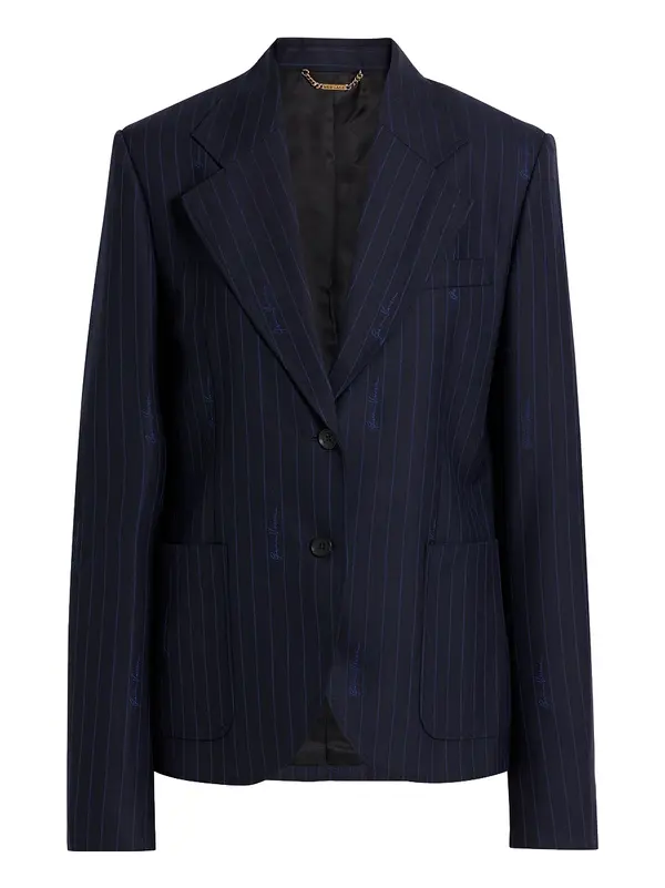 Versace Printed Wool-blend Twill Blazer - Midnight Blue