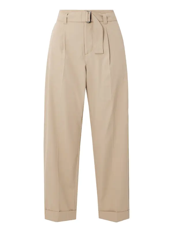 Bogner Belted Cropped Twill Straight-leg Pants - Neutrals
