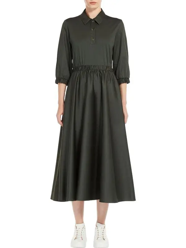 Max Mara Maggie Mixed Media Midi Shirtdress - Dark Green