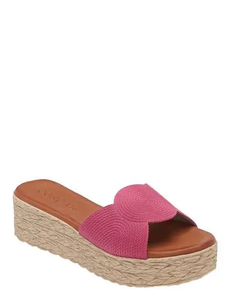 Cordani Britta Espadrille Platform Wedge Slide Sandal - Fuschia Suede