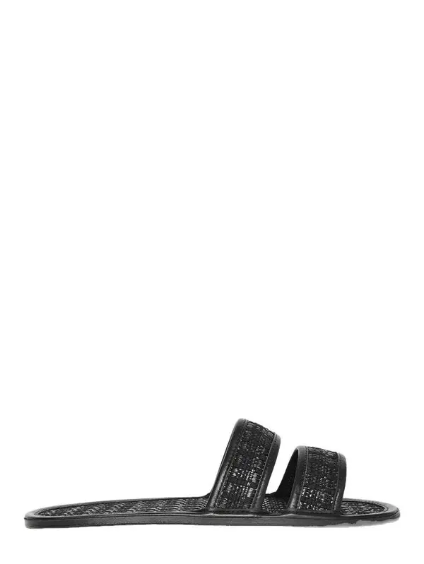 BODE Woven Raffia Slides - Black