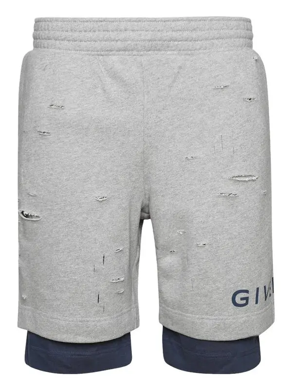 Givenchy Distressed Board Shorts - Grey