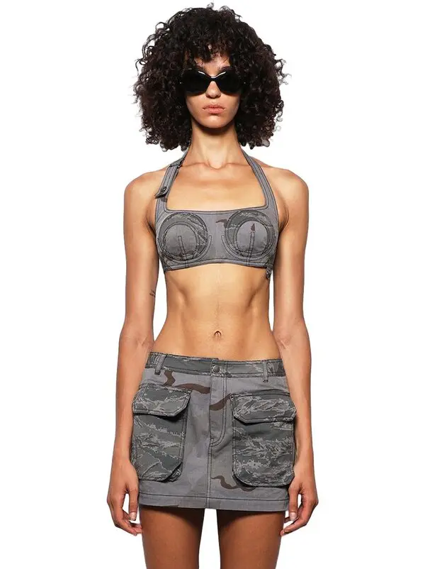 MARINE SERRE Regenerated Bandeau Top - Dark Grey