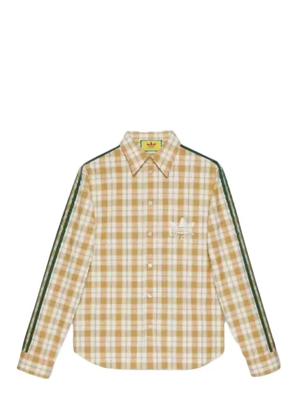 Gucci X Adidas Long Sleeves Plain Cotton Logo Shirt - White/yellow/green