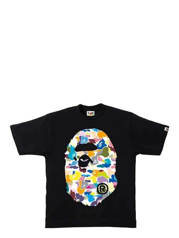 A BATHING APE Camo Big Ape Head Tee Shirt - Black